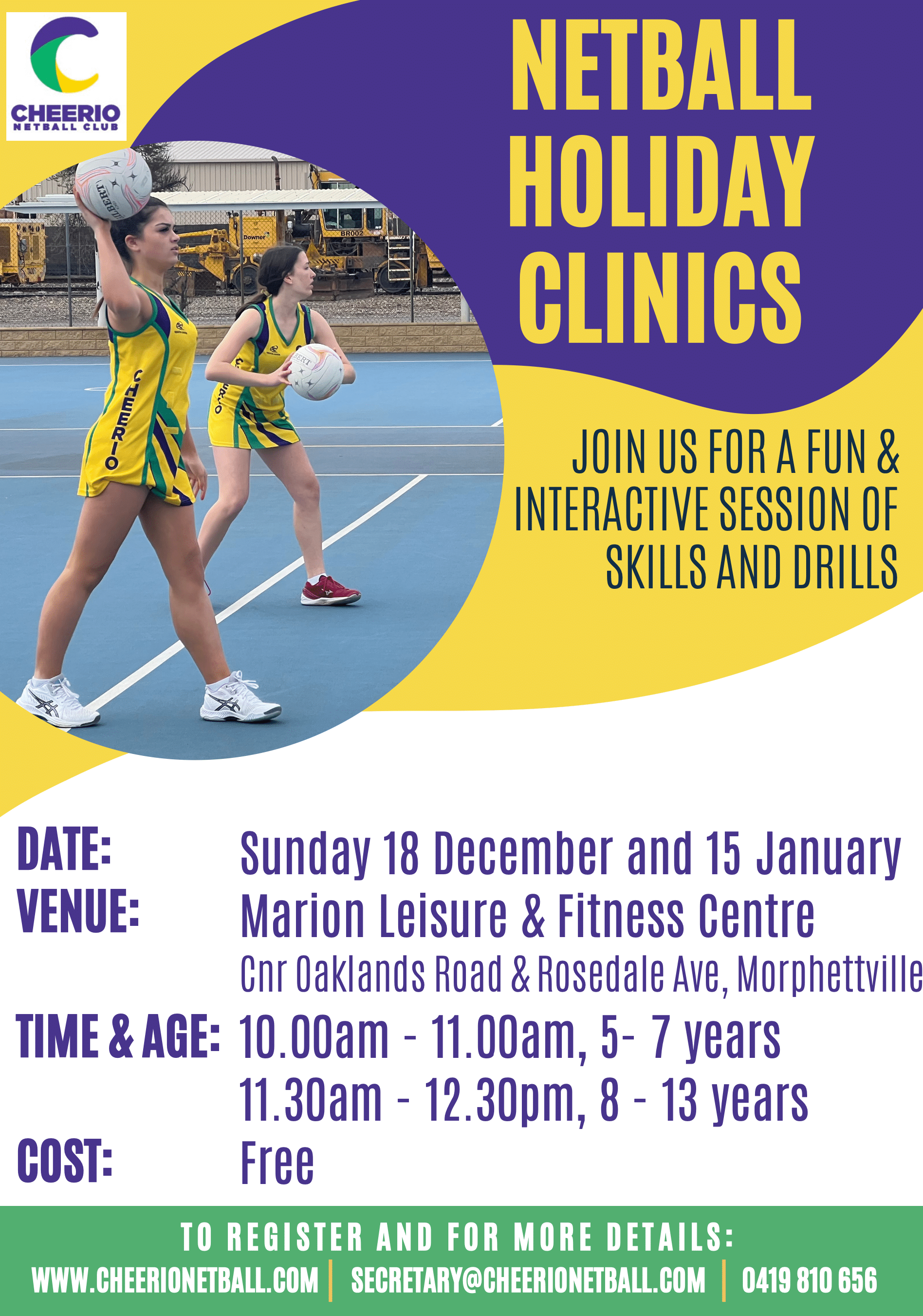 Woodville High School News - Cheerio Holiday Netball Clinics - Sport